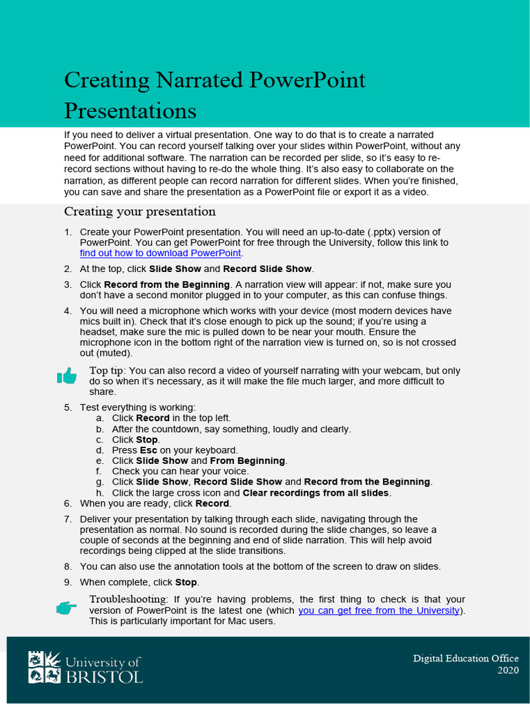 Creating Narrated PowerPoint Presentations | PDF | Microsoft Power ...