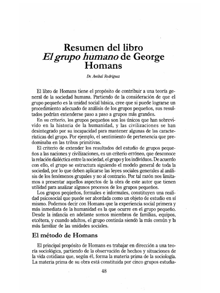 Teoría de Grupos en Homans | PDF | Sistema | Comportamiento