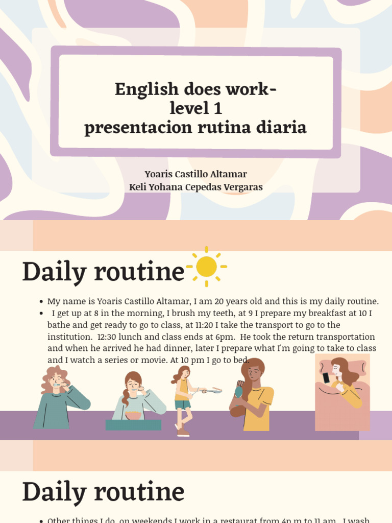 English Does Work- Level 1 Presentacion Rutina Diaria AA1 | PDF