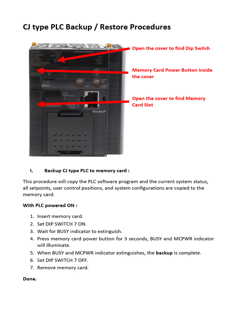 BACKUP and RESTORE CJ Type PLC - EN | Download Free PDF | Backup | User Interface
