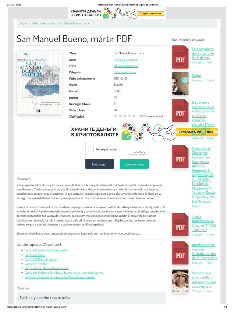 555 San Manuel Bueno, mártir de Miguel de Unamuno | PDF