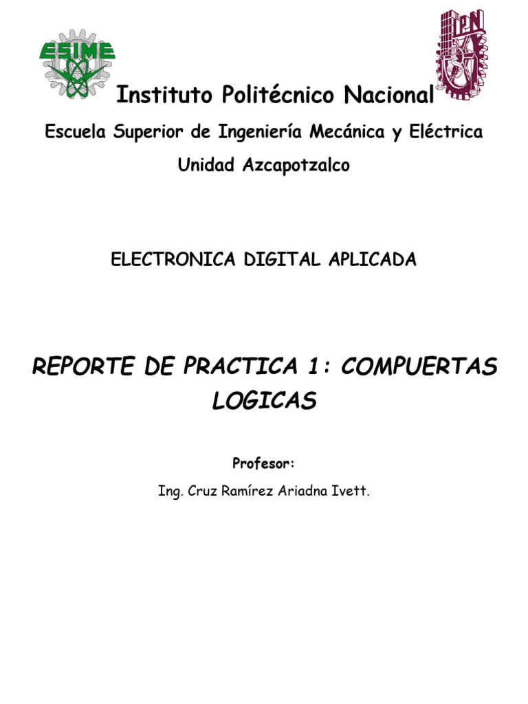 Practica 1 Ep | PDF | Puerta lógica | Circuitos electrónicos