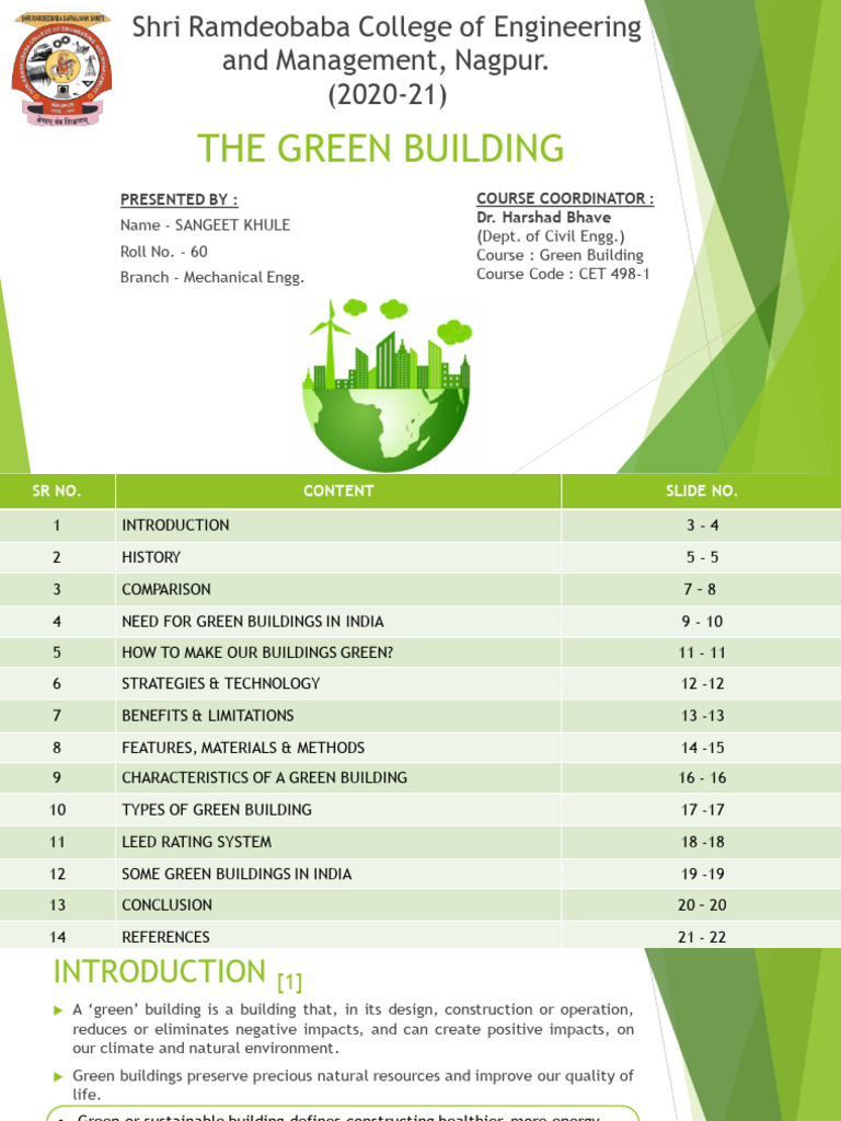 THE GREEN BUILDING | PDF | Green Building | Efficient Energy Use