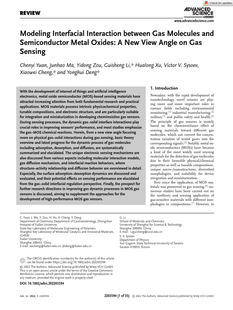 Modeling Interfacial Interaction Between Gas Molecules and ...