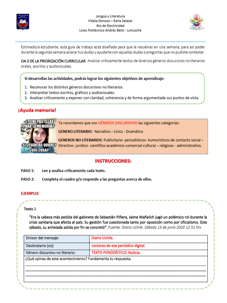 Guia 4 E. Diversos Generos Discursivos Final | PDF
