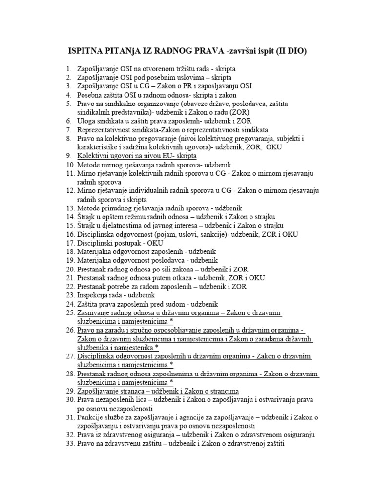 Ispitna Pitanja - Zavrsni Ispit | PDF