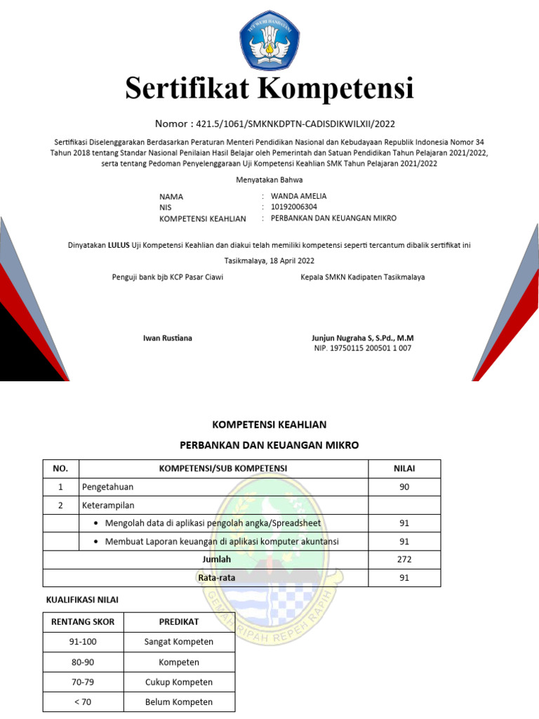 Sertifikat Ukk 2021-2022 | PDF