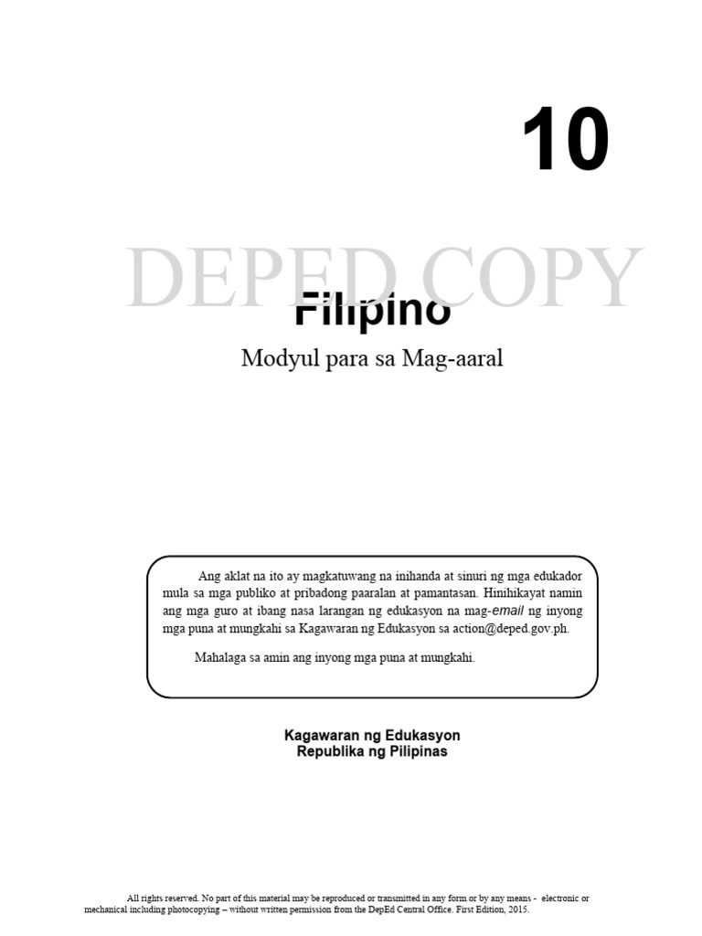 Dokumen - Tips Filipino Module Grade 10 Deped | PDF Dokumen - Tips Filipino Module Grade 10 Deped | PDF