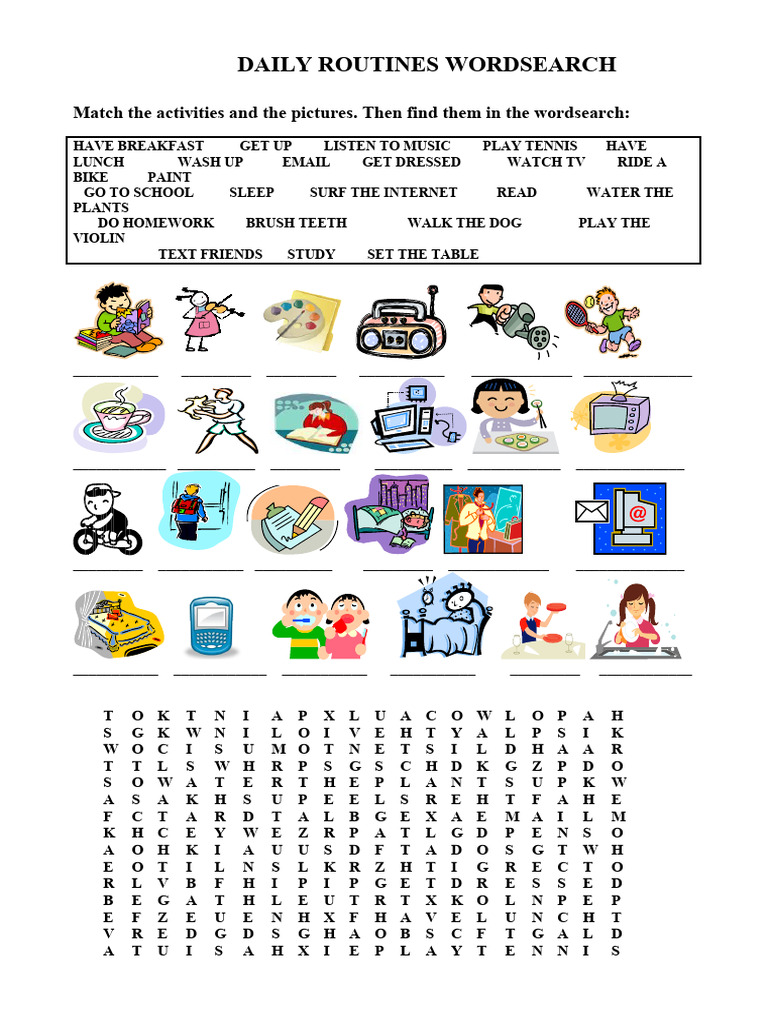 Daily Routines Wordsearch - 10213 | PDF | Language Arts & Discipline