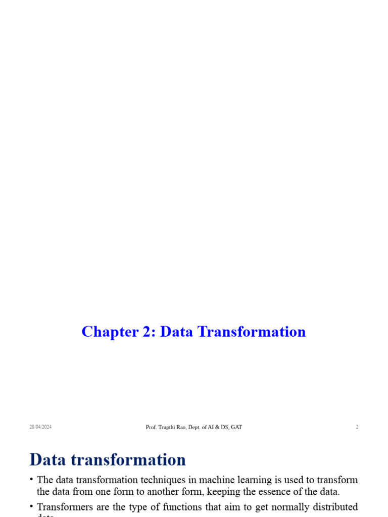 Data Transformation Techniques in ML | PDF | Skewness | Time Series