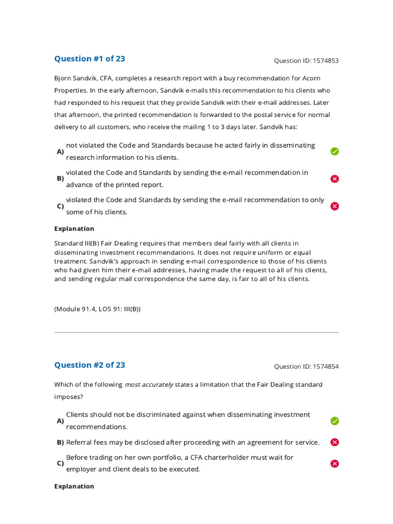 Reading 91.4 Guidance for Standards III(a) and III(B) - Answers | PDF ...