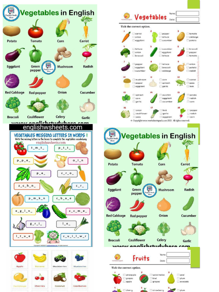 Vegetables Fruit Ordinal Numbers | PDF