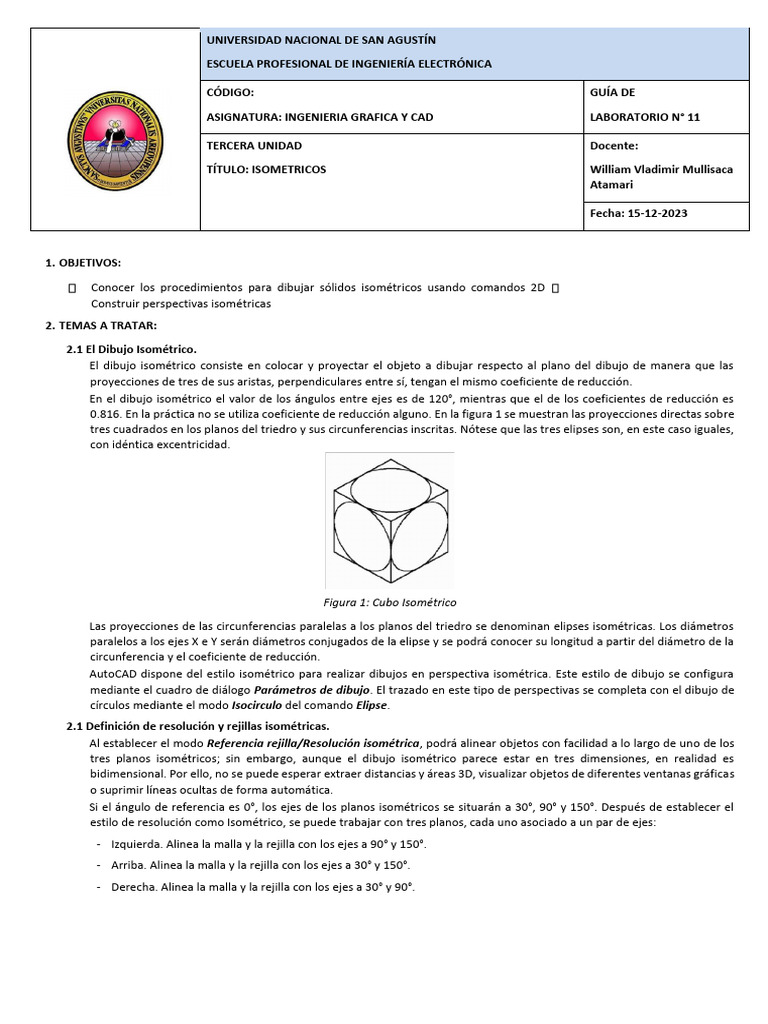 Lab 11 (Isométricos) | PDF | Elipse | Perspectiva (Gráfica)
