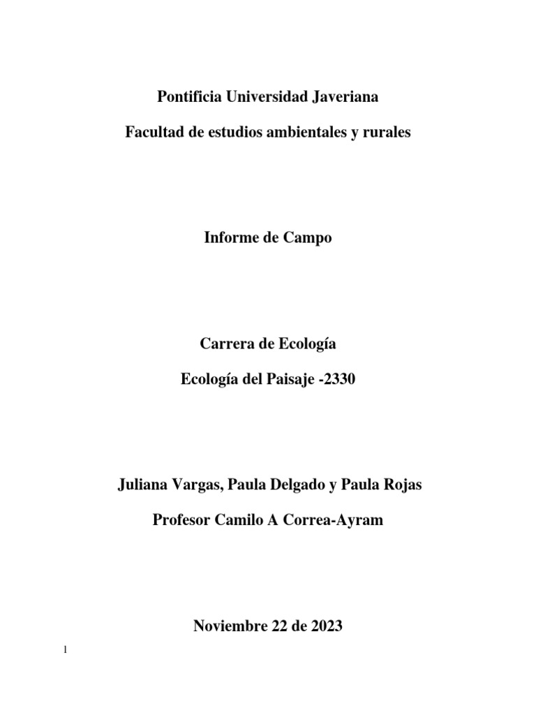 Informe de Campo | PDF | Pradera | Ecosistema