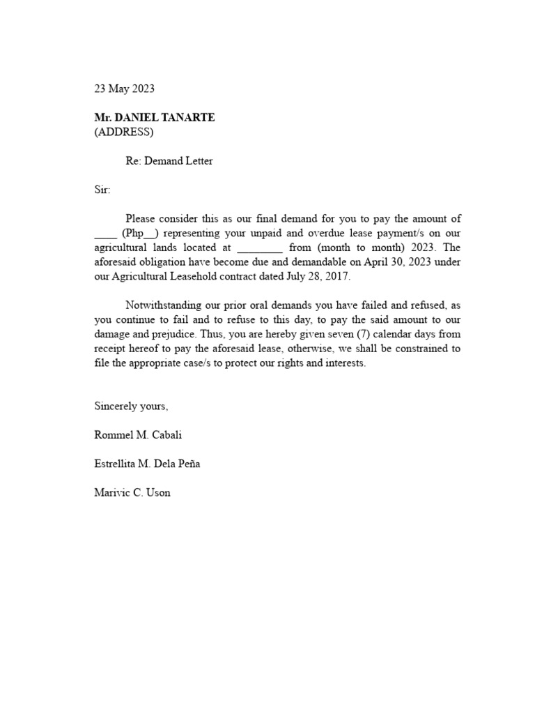 Final Demand for Lease Payment | PDF