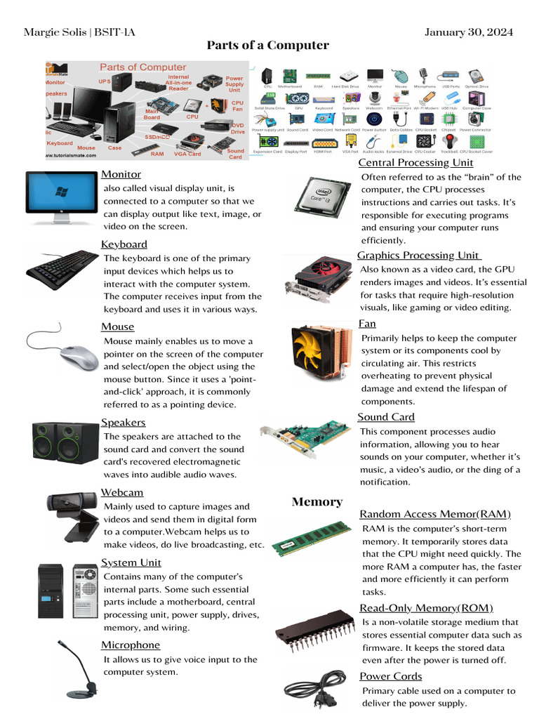 Parts-of-a-Computer 20240127 190313 0000 | PDF | Computer Data Storage | Read Only Memory