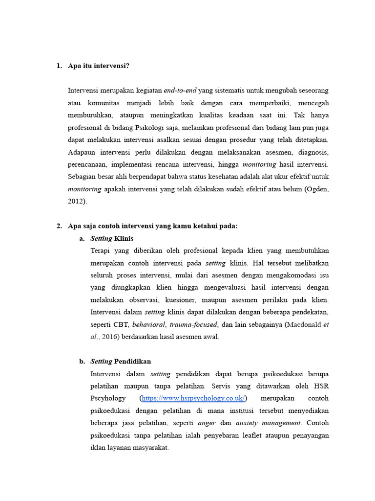 Intervensi Psiko | PDF | Pengembangan Diri | Sains & Matematika