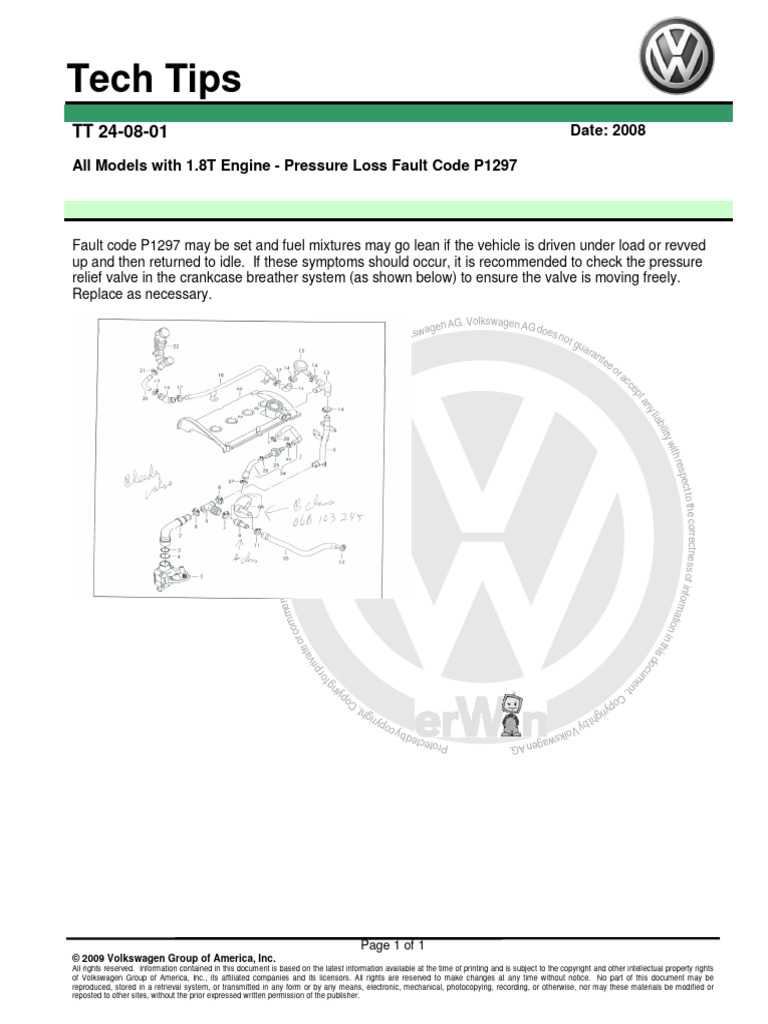 VW 1.8T Engine Fault Code P1297 Fix | PDF | Airbag | Brake