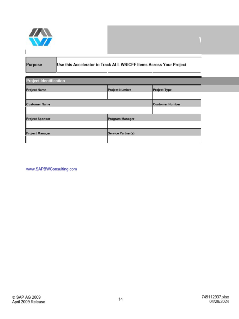 WRICEF Item Tracking for Projects | PDF | Systems Engineering ...