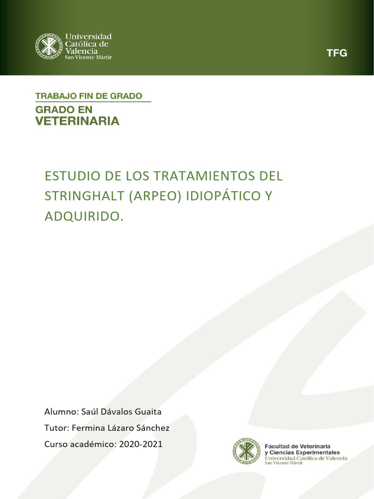 ESTUDIO DE LOS TRATAMIENTOS DEL STRINGHALT (ARPEO) IDIOPÁTICO Y ...