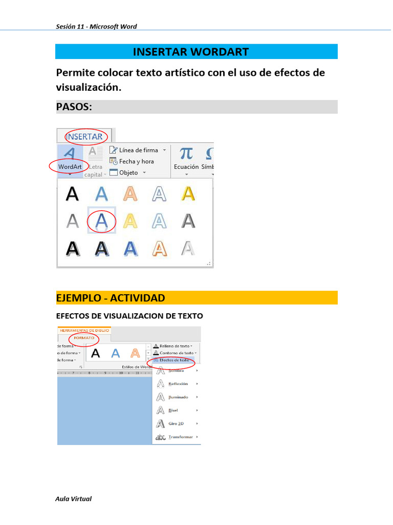 Sesion 11 Insertar Wordart, Formas y Smartart | PDF