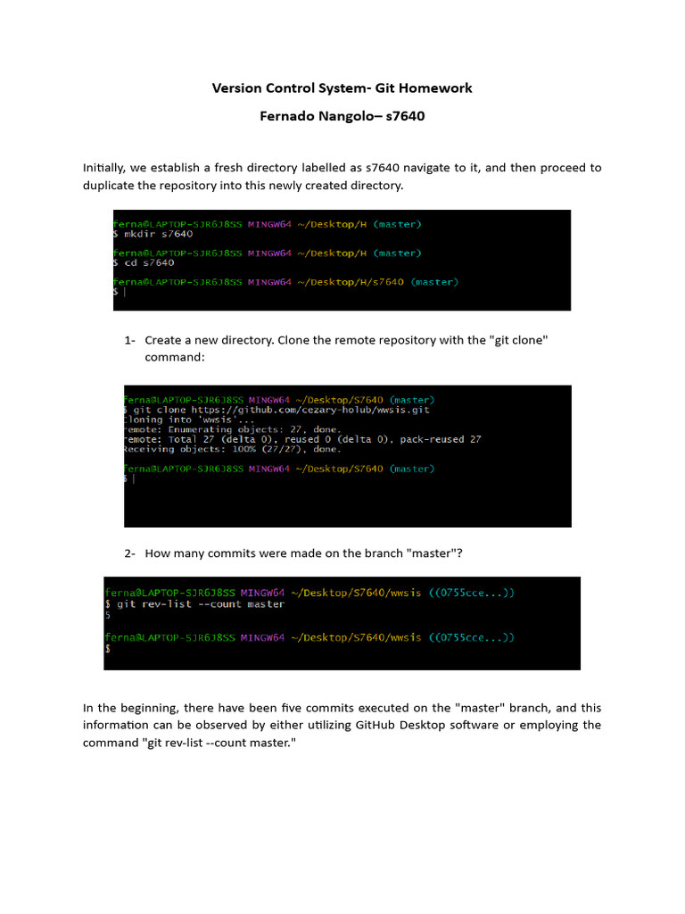 Homowork1 Fernando Nangolo | PDF | Version Control | Information Technology