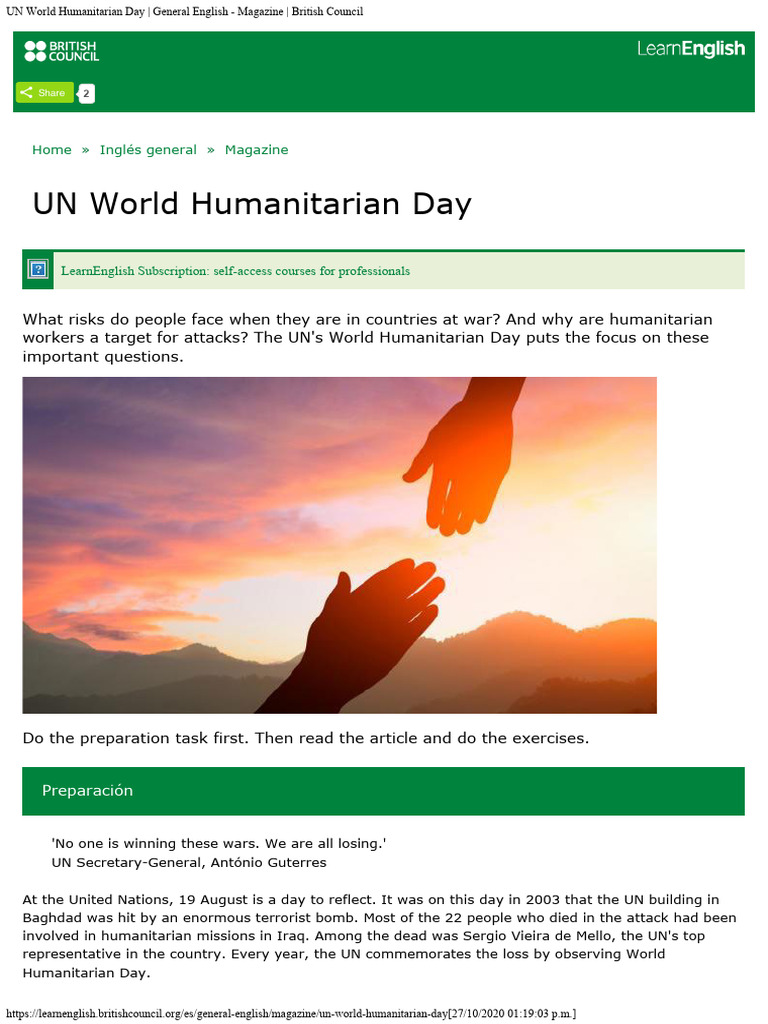 U4 LO UN World Humanitarian Day General English - Magazine British ...