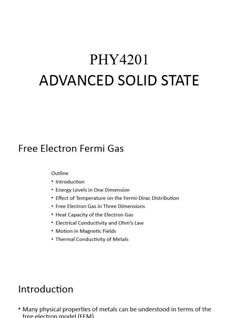 Free Electron Fermi Gas | PDF | Electron | Electrical Resistivity And ... Free Electron Fermi Gas | PDF | Electron | Electrical Resistivity And ...