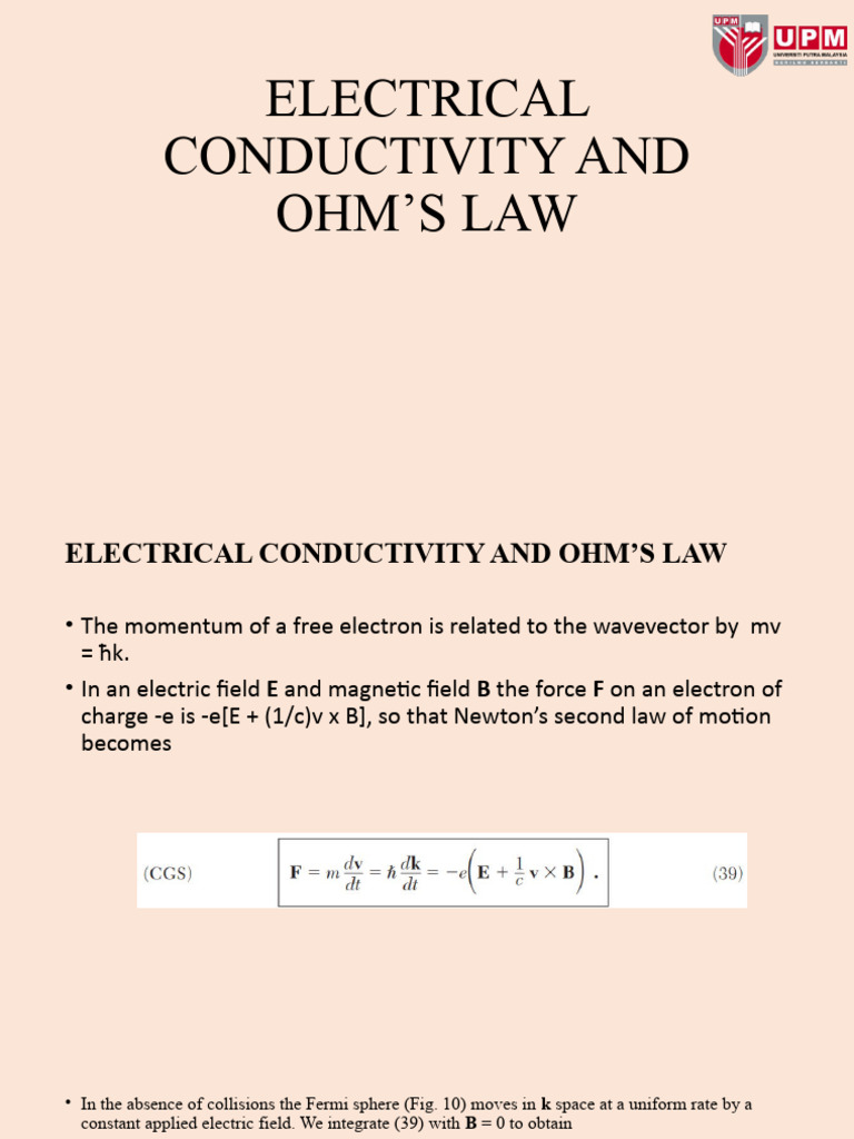 Electrical conductivity and Ohms Law (3) | PDF | Electrical Resistivity ...