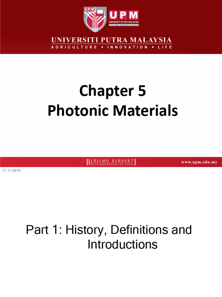 Chapter 5 Fotonic Materials 12112018 | PDF | Band Gap | Electromagnetic Radiation