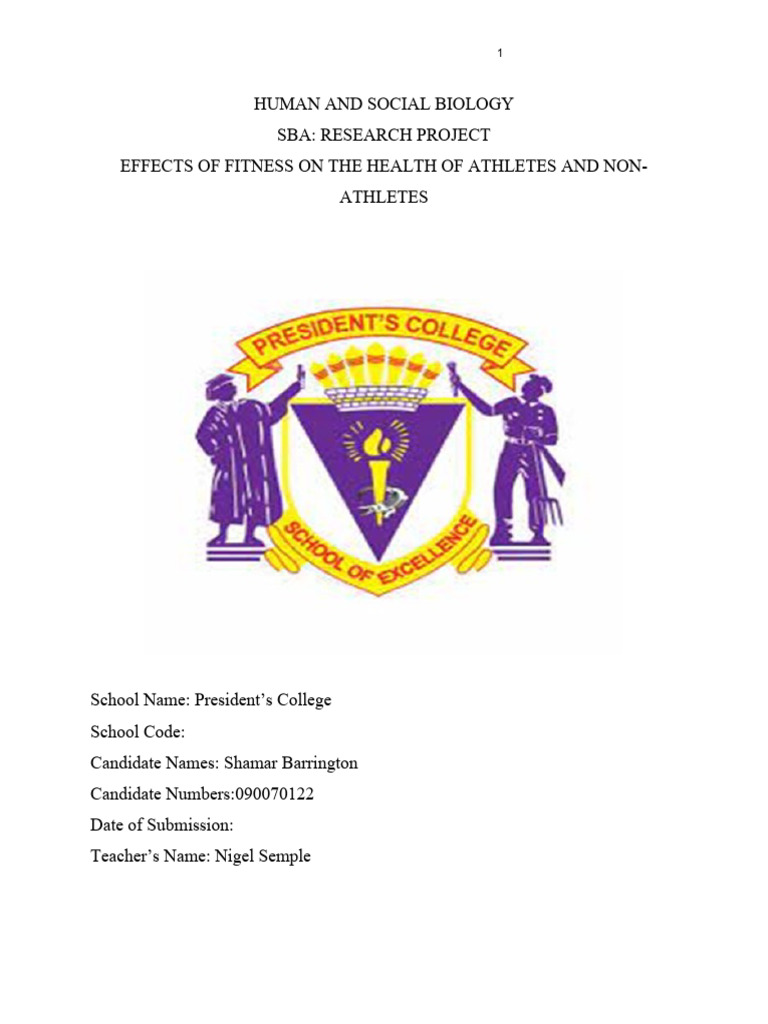 Shamar Barrington HSB SBA | PDF | Physical Fitness | Data