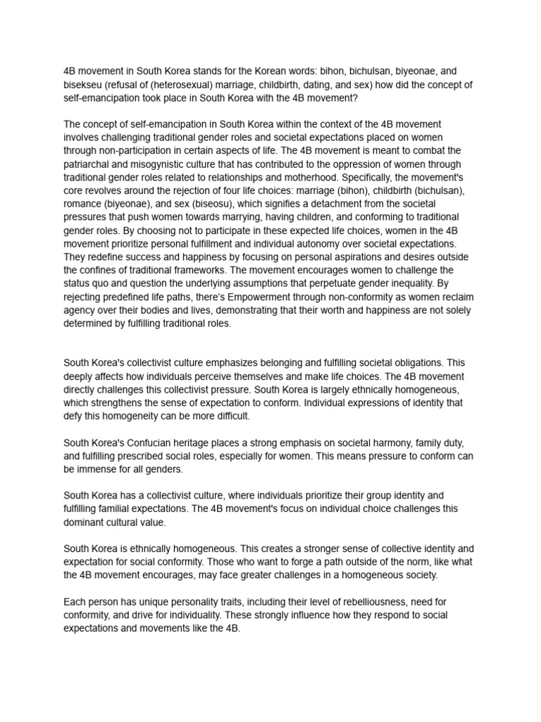 Self-emancipation and 4B Movement | PDF | Identity (Social Science ...