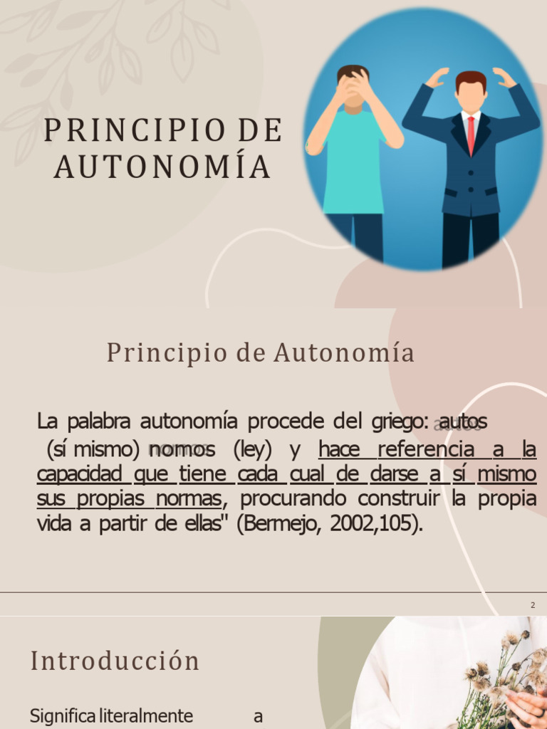 Principio de Autonomía 20 | PDF | Autonomía