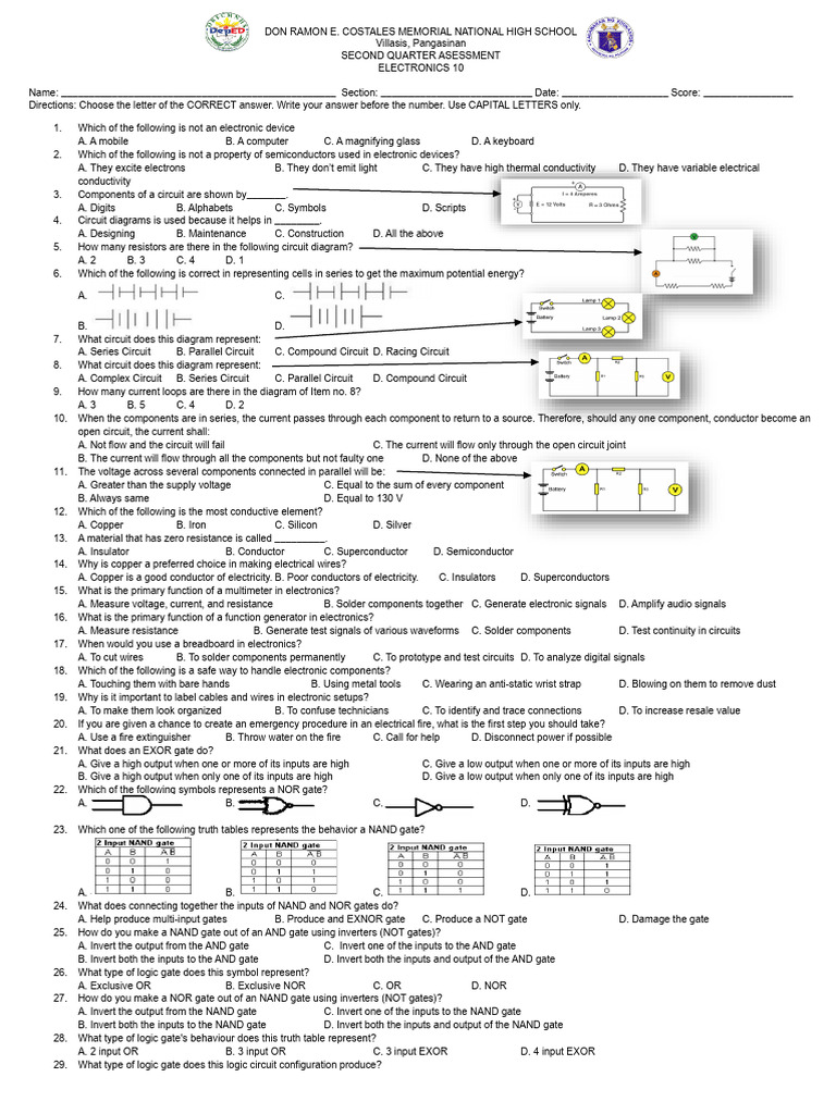 ELECTRONICS-2ND-QUARTER-EXAMINATION-3 | PDF | Random Access Memory | Electronic Circuits