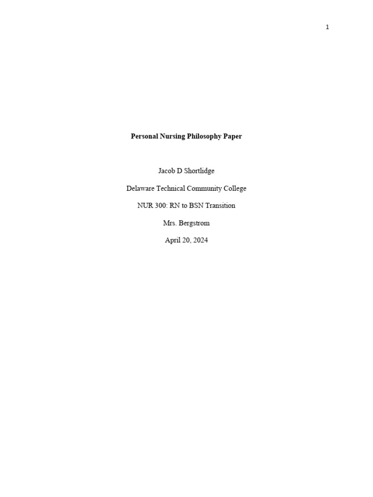 personal nursing philosophy paper | PDF | Nursing | Occupational Burnout
