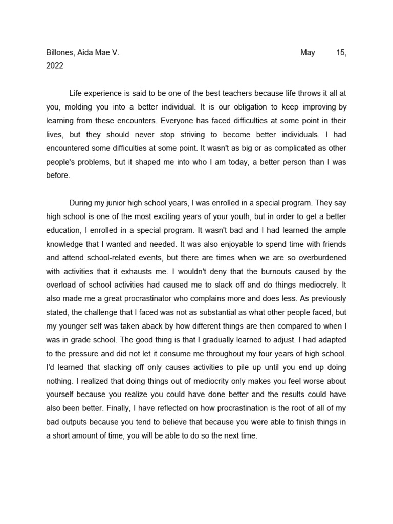 Exemplary Essay | PDF | Cognitive Science | Behavior Modification