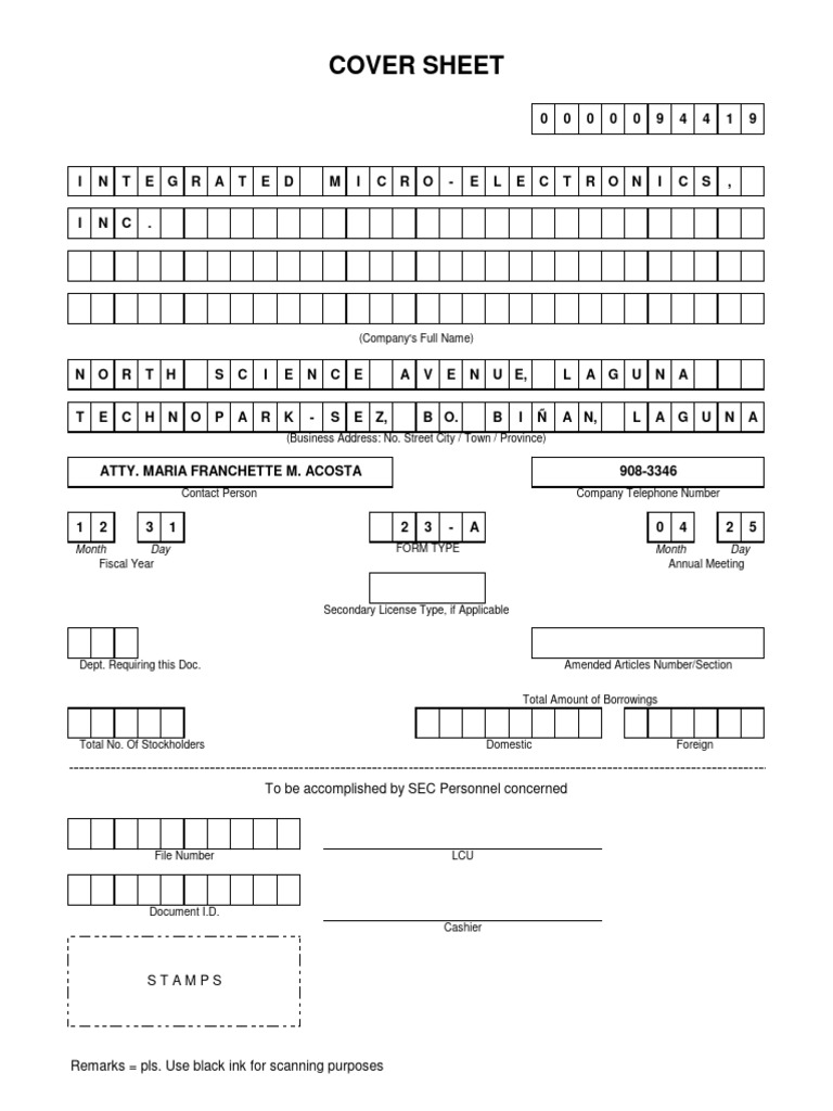 IMI SEC Form 23-A (RWH) - Redacted | PDF | Securities (Finance) | Stocks