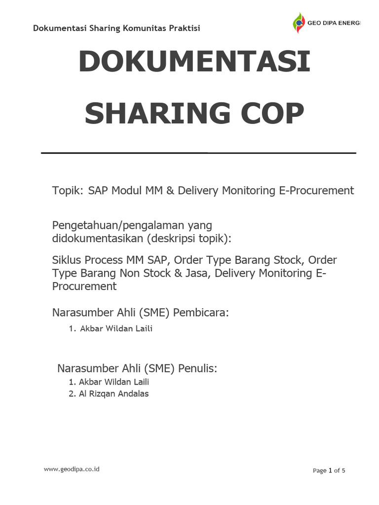 Dokumentasi COP SAP Modul MM Dan E-Proc PDF | PDF | Bisnis | Komputer