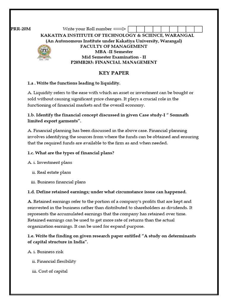 Financial Management - Mse-1 | PDF | Capital Structure | Cost Of Capital