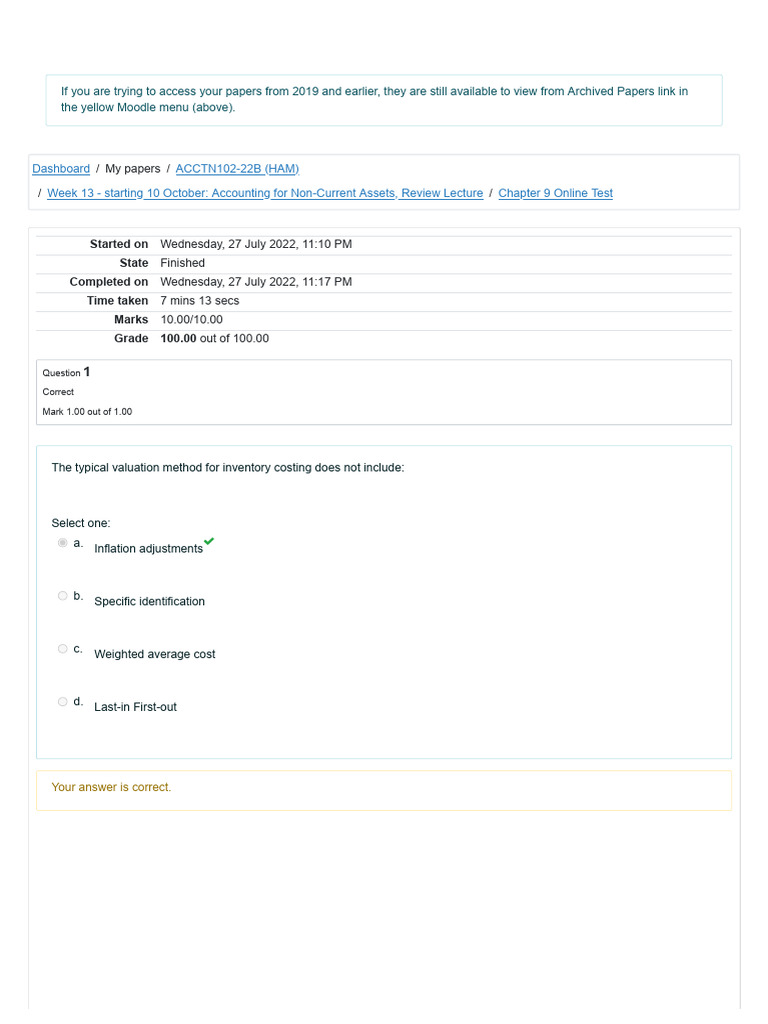 Chapter 9 Online Test - Attempt Reviewww | PDF | Debits And Credits ...