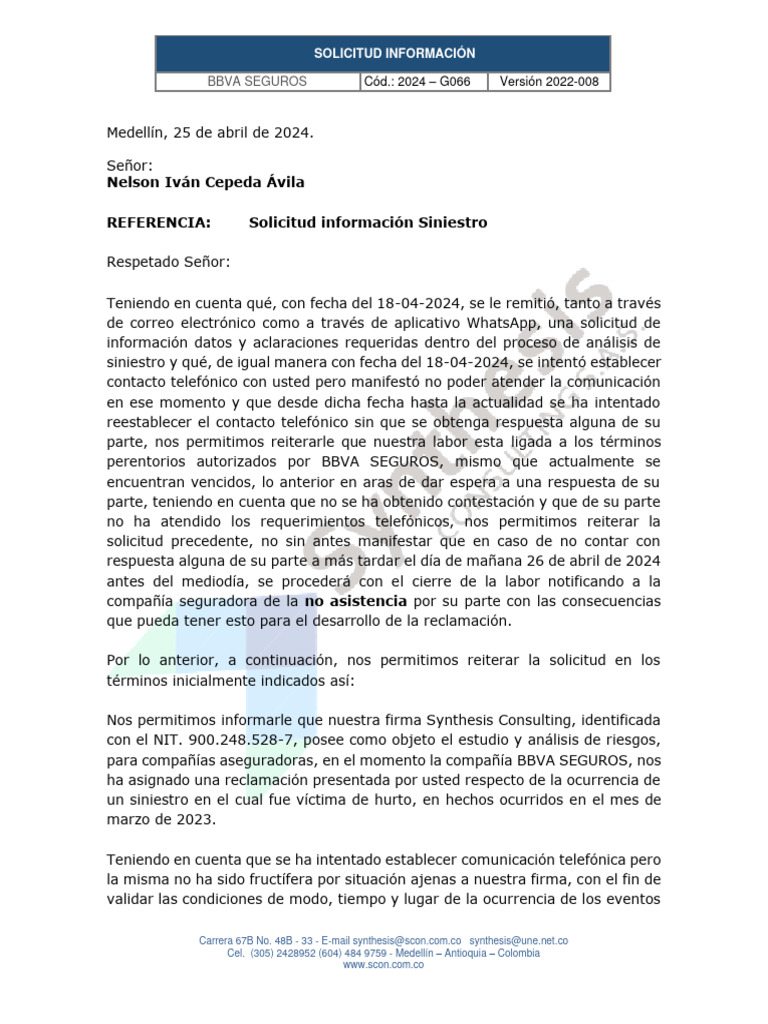 Z2. Reiteración Solicitud Información-1 | PDF