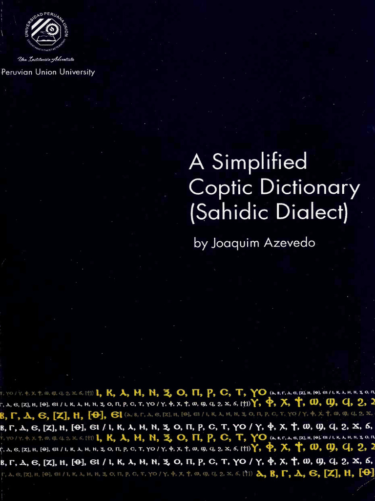 Azevedo J - A Simplified Coptic Dictionary Sahidic Dialect | PDF ...