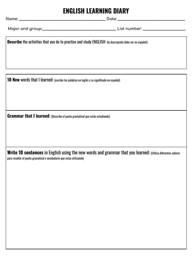 English Learning Diary (1) | PDF