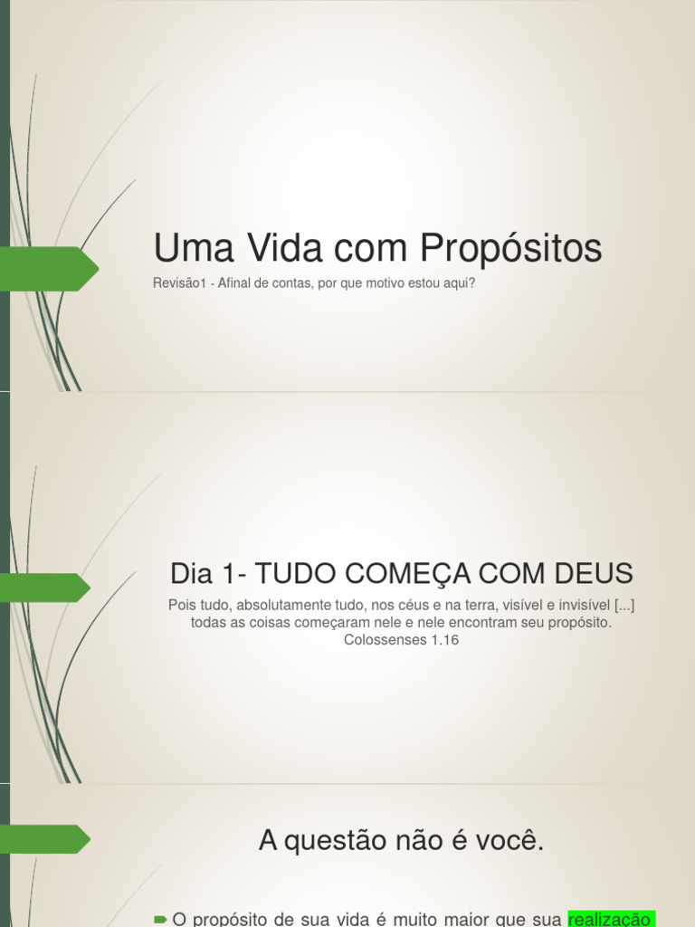Uma Vida Com Propósitos Pdf Deus Amor