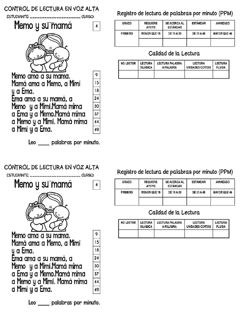 Control de Lectura 1° 1P | PDF