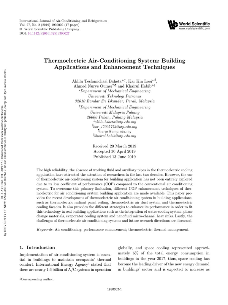 Application of Thermoelectic Materials in Ari-Condition | PDF | Air ...