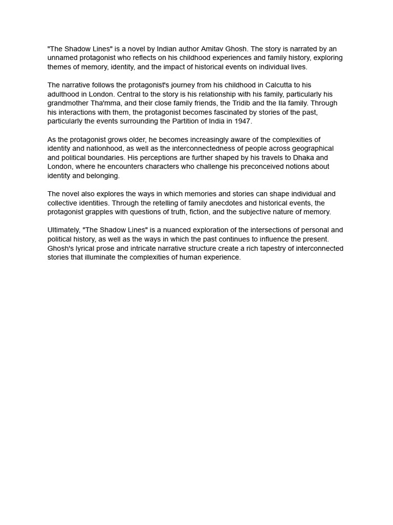 Summary The Shadow Line | PDF