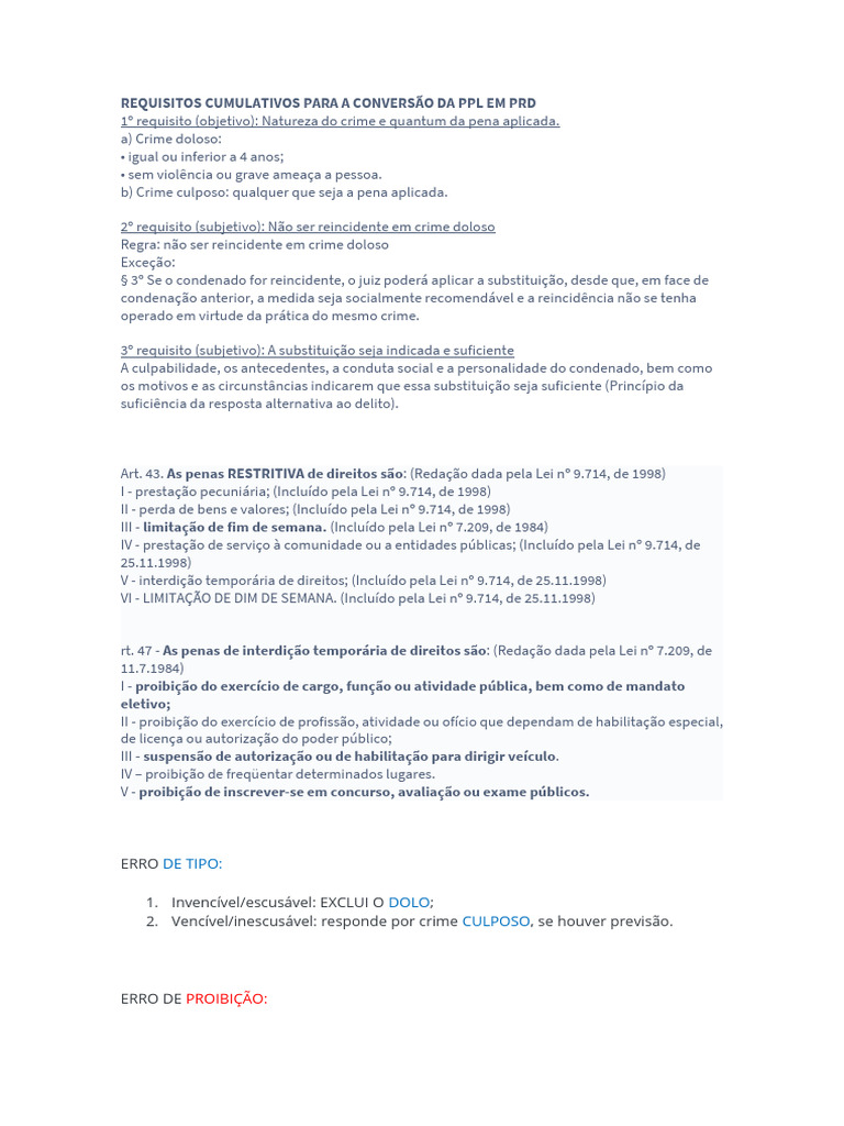Requisitos Cumulativos para A Conversão Da PPL em PRD | PDF ...