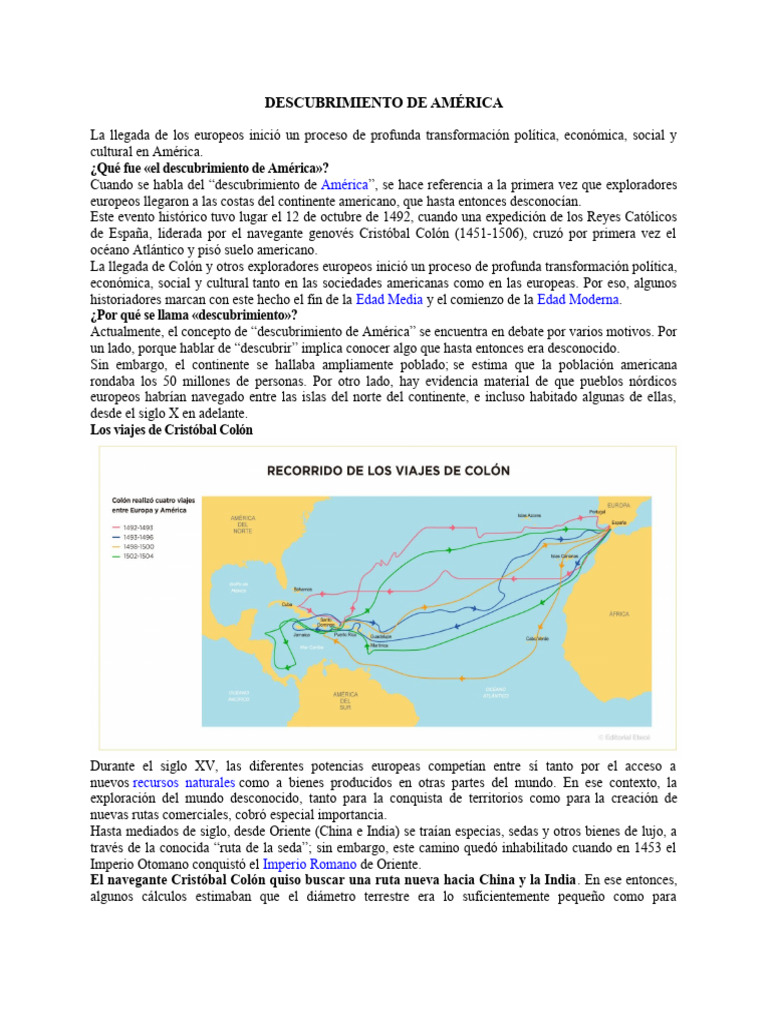 Viajes de Cristóbal Colón: Resumen y Mapa | PDF | Cristobal colon ...
