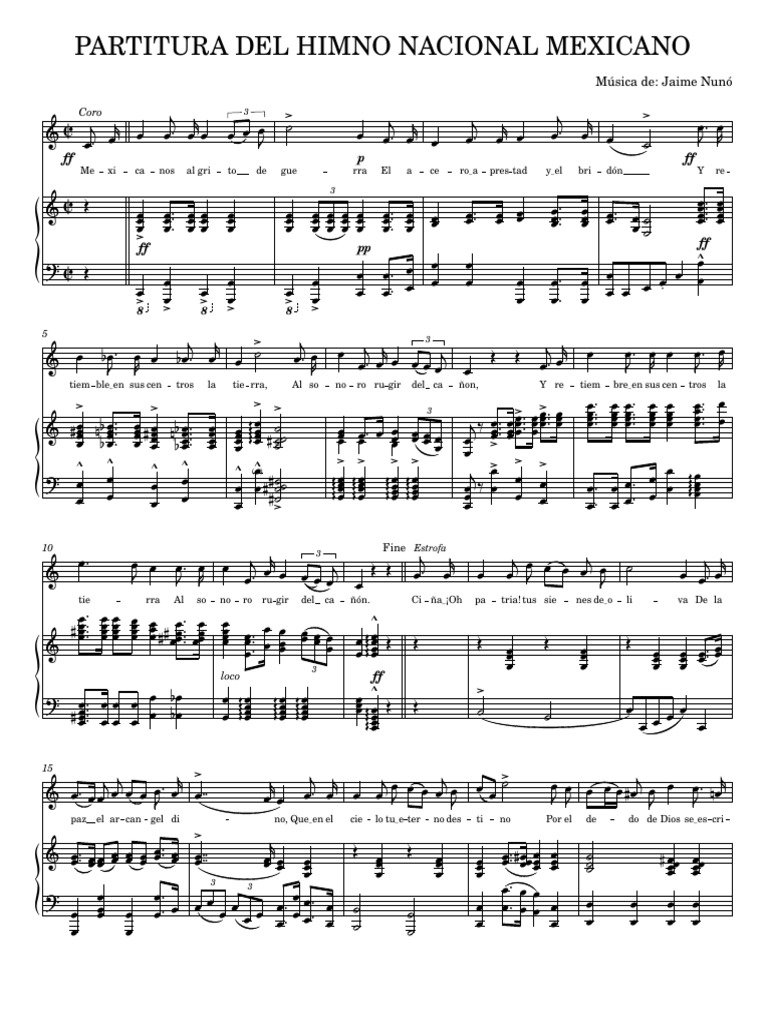 Partitura Del Himno Nacional Mexicano | PDF